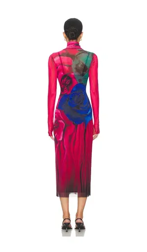 AFRM Shailene Mesh Turtleneck Dress - Red