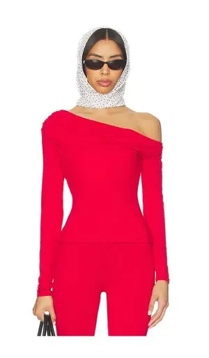 AFRM Bria Top Draped Jersey Knit - Red