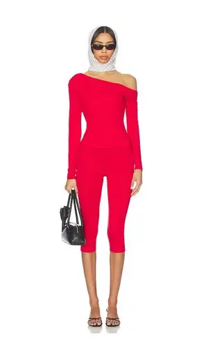 AFRM Bria Top Draped Jersey Knit - Red