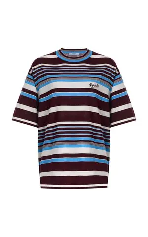 Prada Striped Cotton T-shirt - Blue