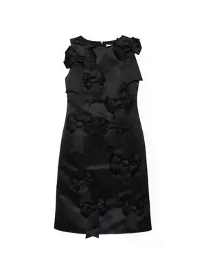 GANNI Satin Bow Detail Knee-length Dress - Black