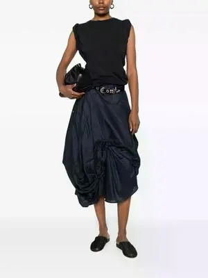 High Midi Skirt With Zip And Ruching