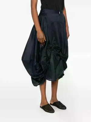 High Midi Skirt With Zip And Ruching
