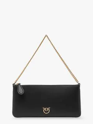 Pinko Horizontal Flat Leather Shoulder Bag