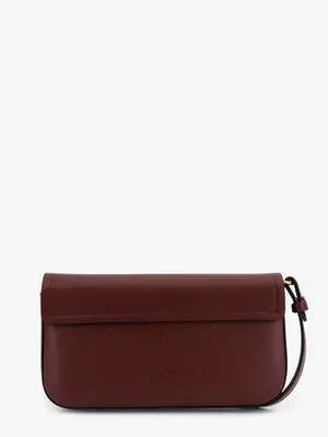Pinko Saddle Flat Leather Crossbody Bag