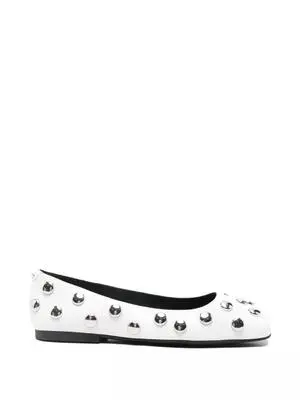 Michael Kors Matilda Studded Leather Ballet Flats - White