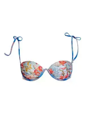 Agua Bendita Embellished Floral Print Bikini - Blue