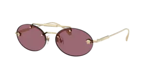 Versace Gold Plated Oval Sunglasses - Violet