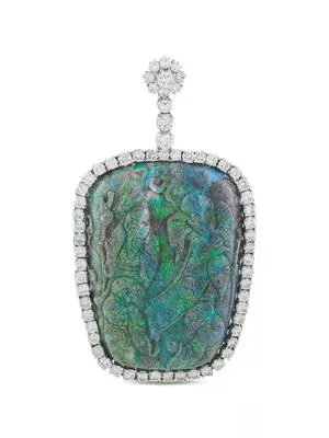 LB EXCLUSIVE Diamond And Opal Pendant - Silver