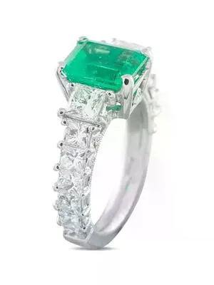 LB EXCLUSIVE Platinum Emerald And Diamond Ring - Silver