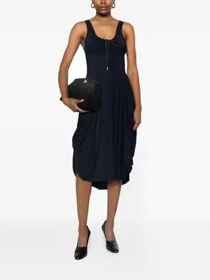High Asymmetric Midi Dress With Tie Detail