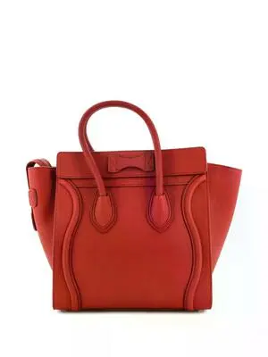 Celine Luggage Bag Grainy Leather Micro Tote - Red
