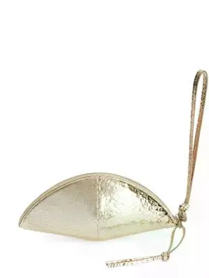 JIL SANDER Cracked Curve Leather Clutch - Gold