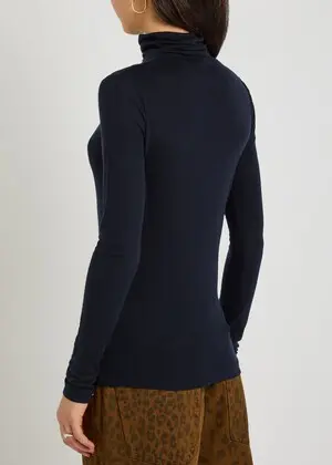 AGOLDE Pascale Turtleneck Stretch-lyocell Top - Navy
