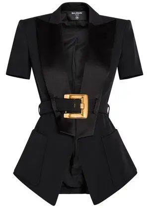 Balmain Belted Wool Jacket - Black
