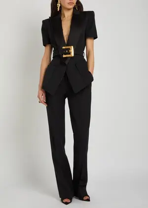 Balmain Belted Wool Jacket - Black