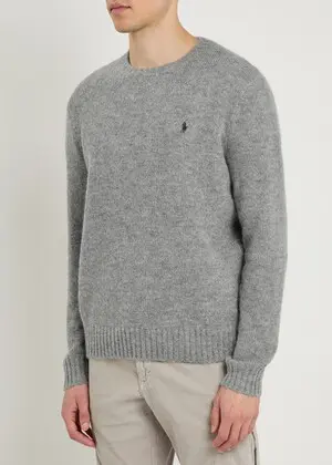 Polo Ralph Lauren Logo-embroidered Wool-blend Jumper - Grey