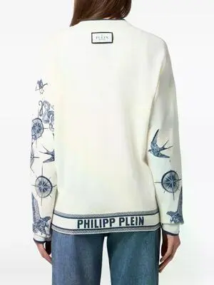 Philipp Plein Round Neck Butterfly Print Sweater - Neutrals