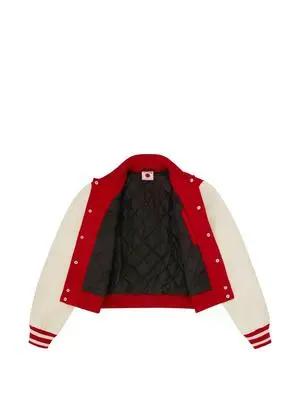 ICECREAM Striped Appliquéd Cropped Bomber Jacket