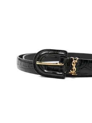 Saint Laurent Signature Buckle Belt - Black