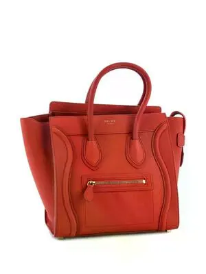 Celine Luggage Bag Grainy Leather Micro Tote Bag - Red
