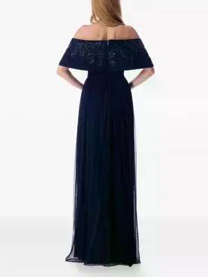 IMROSKA Beaded Off-shoulder Maxi Dress