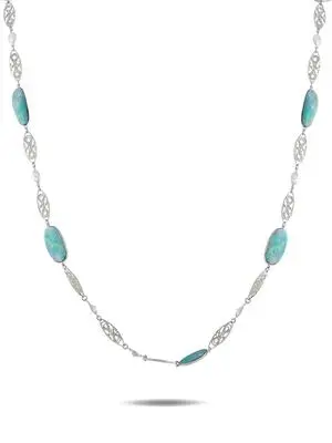 LB EXCLUSIVE Diamond And Opal Platinum Necklace - Silver