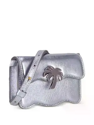 Palm Angels Metallic-leather Crossbody Bag - Silver