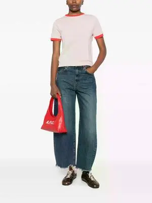 FRAME The Bow Crop Frayed-hem Denim Jeans