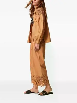 TWINSET Wide-leg Trousers With Scalloped Macramé Hem