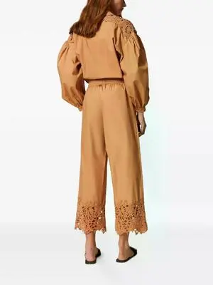 TWINSET Wide-leg Trousers With Scalloped Macramé Hem