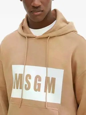 MSGM Drawstring Logo-print Hoodie - Brown
