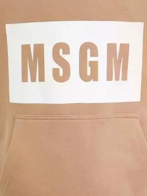 MSGM Drawstring Logo-print Hoodie - Brown