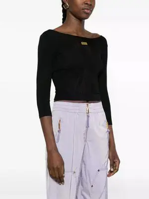 Elisabetta Franchi Logo Plaque Sweater - Black