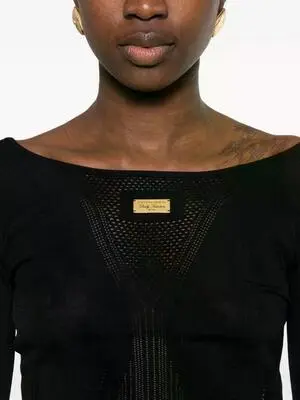 Elisabetta Franchi Logo Plaque Sweater - Black