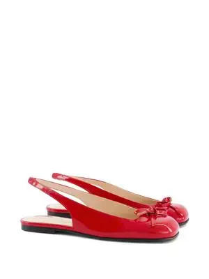 NODALETO Bulle Node Sb Patent Bow Ballet Flats - Red