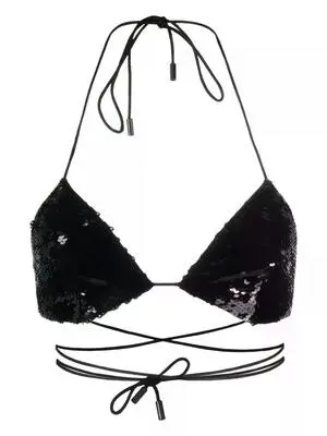 NUE Jade Sequinned Bra - Black