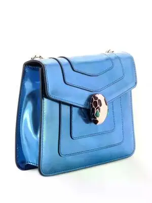 BVLGARI Serpenti Forever Square Metallic Leather Small Shoulder Bag