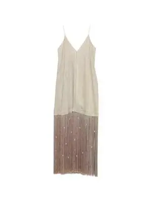 ALYSI Striped Fringed Maxi Dress