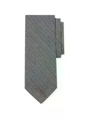 Brooks Brothers Herringbone Wool Neck Tie - Black