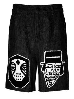 HACULLA. Appliqué Frayed Shorts - Black