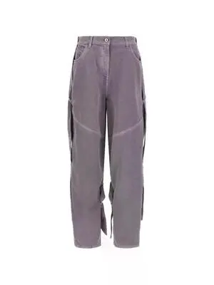 Attico Garment-dyed Side Ribbon Jeans - Purple