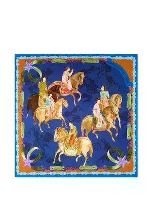 Shanghai Tang Tang Foulard Star Silk Scarf - Blue