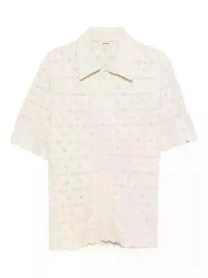 Sandro Cotton Broderie Anglaise Shirt - Neutrals
