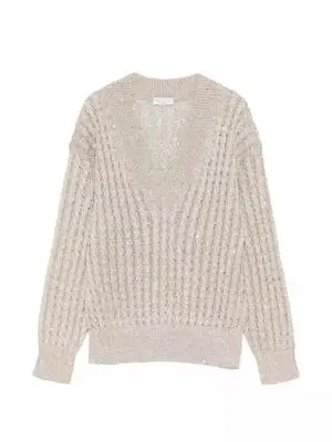 Brunello Cucinelli Sequin-embellishment V-neck Sweater