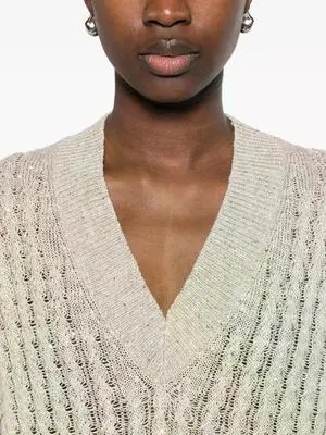 Brunello Cucinelli Sequin-embellishment V-neck Sweater