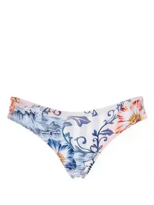 Agua Bendita Audrey Floral-print Bikini Bottom - White