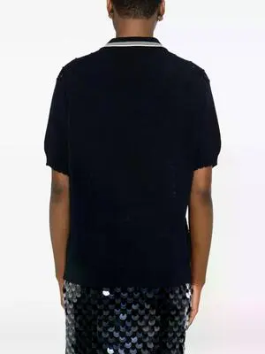 Miu Miu Striped Knitted Polo Shirt - Blue