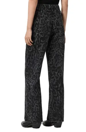 ALLSAINTS Blake Leopard Print Wide Leg Jeans