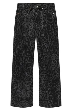 ALLSAINTS Blake Leopard Print Wide Leg Jeans